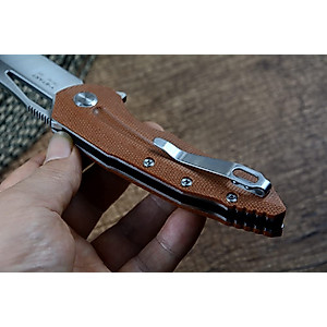 TwoSun Y-START Folding Outdoor Camping Hunting Knife TS132 D2 Blade Linen Handle