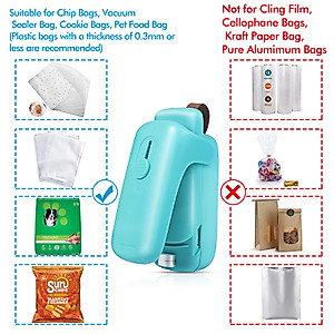 EZCO 2-Pack Bag Sealer Mini, Handheld Bag Heat Vacuum Sealer, 2 in 1 Heat Sealer & Cutter Portable Bag Resealer Machine for Plastic Bags Storage Food Snack Cookies Fresh (Battery Included)
