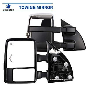 LUJUNTEC Tow Mirrors Replacement fit for 2003-2007 For F250 For F350 For F450 For F550 Super Duty Series Pickup Towing Mirrors Driver and Passenger Side Power Heated LED Turn Signal Light