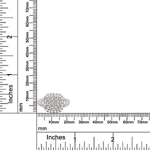SAVEARTH DIAMONDS 1 1/3 Cttw Round Cut Lab Created Moissanite Diamond Halo Cluster Engagement Ring In 14k White Gold Over Sterling Silver (VVS1 Clarity, 1.33 Cttw)-9.5