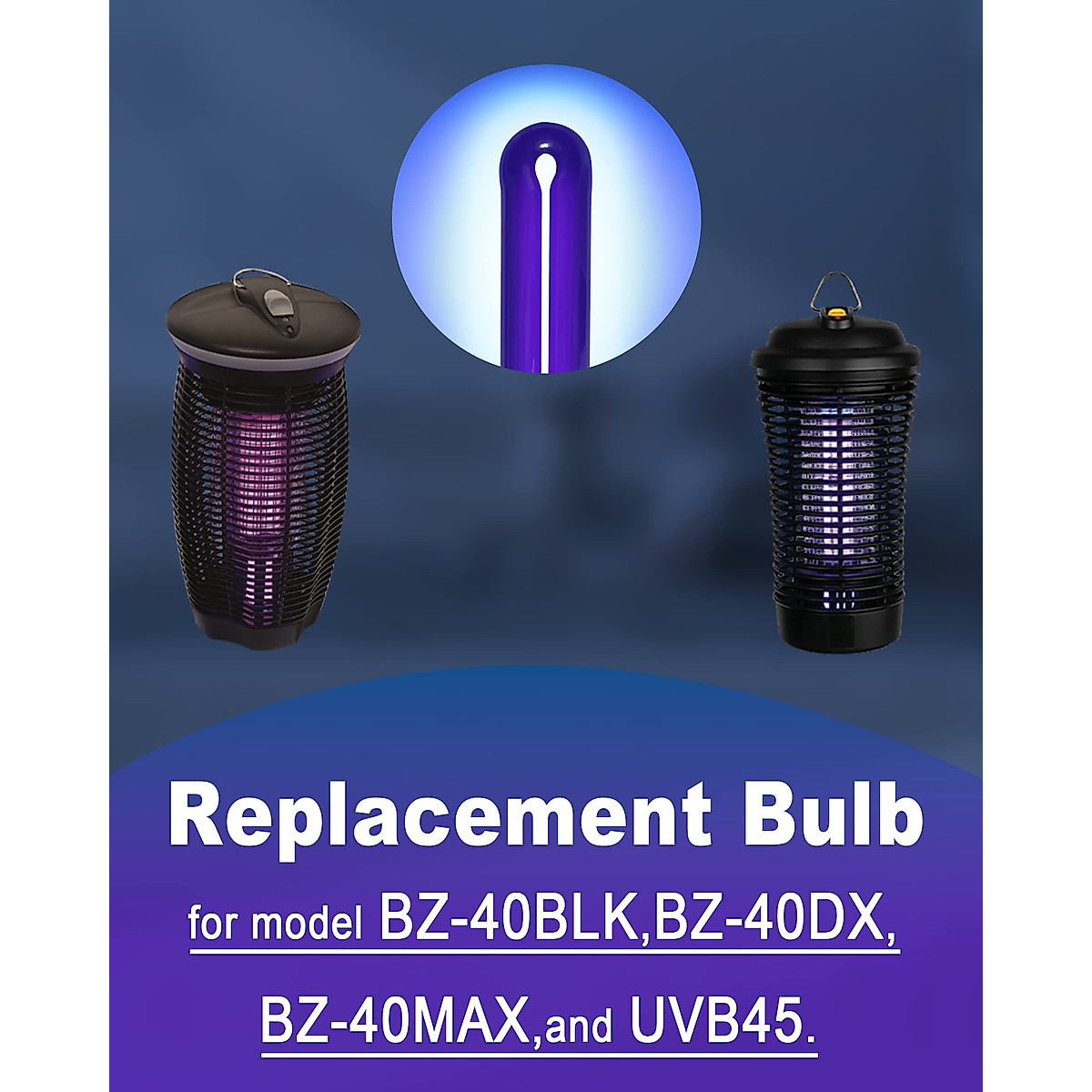 BB-40blk 40W Replacement Light Bulb Compatible with Black Flag Deluxe Bug Zapper Model BZ-40DX and Stinger UVB45 Outdoor Mosquito Lamp, B4045 40-Watt 5500 Volt Black Light Replacement Bulb - 1 Pack
