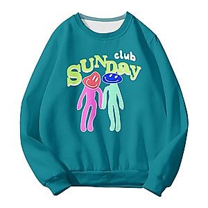 MARLLEGEBEE TommyInnit Sunday Club Merch Round Neck Long Sleeve Men Women Sweatshirt Dream Team SMP Couple Clothes (WP07908A01,L)