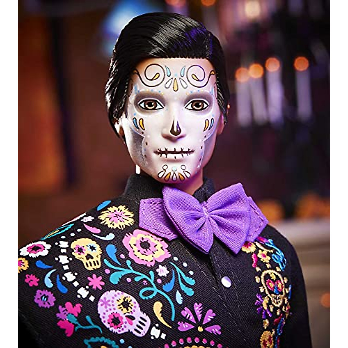 Barbie 2021 Dia De Muertos Ken Doll (12-in) Wearing Embroidered Shirt, Serape & Sombrero, with Calavera Face Paint, Gift for Collectors