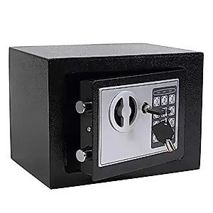 Yuanshikj Electronic Deluxe Digital Security Safe Box Key Keypad Lock Home Office Hotel Business Jewelry Gun Cash Use Storage money (Black 1)