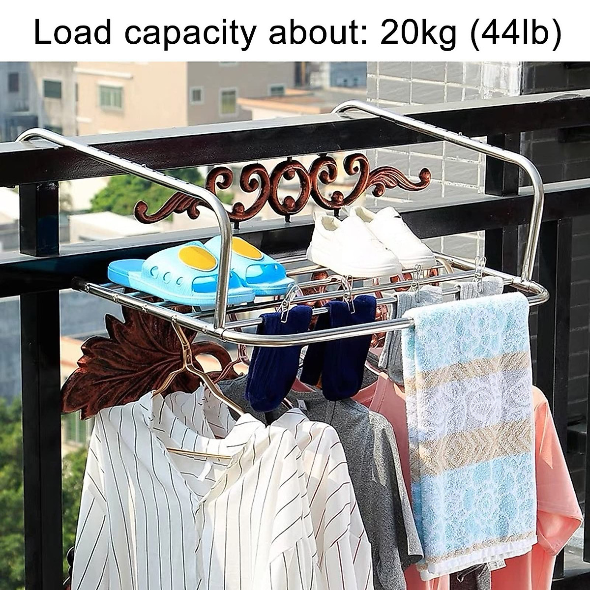whalebee Laundry Drying Rack Multifunctional Adjustable Clothes Drying Racks Stainless Steel Laundry Rack Space Saving for Indoor and Outdoor - Balcony Windowsill Railings ( Size : 50cm )