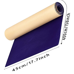 Self Adhesive Felt Fabric, Soft Velvet Drawer Liner, DIY Velvet Fabric for Art & Crafts, Jewelry Box Felt Liner, Solid Color Felt Wallpaper 17.7" x 158"(Blue)