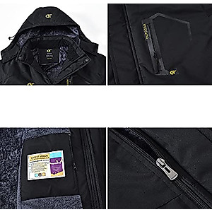 QPNGRP Mens Waterproof Ski Snowboarding Jacket Winter Windproof Snow Coat Black Large