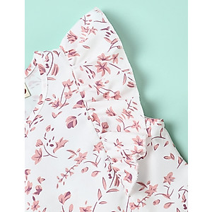 oklady Toddler Girl Clothes Ruffle Floral Embroidery Shirt and Shorts Set (Pink-A, 3-4 T)