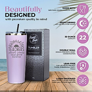 Teacher Gifts Coffee Tumbler Mug for Women - Must Have Cute Ideas for Teachers Appreciation Week, Birthday, Christmas, Best, Thank You, Valentines Day, Friend, Colleague, Sister - 22oz Glitter Painted