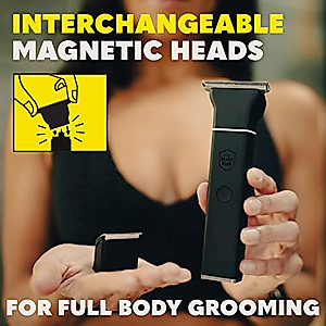 Beard Club Electric Groin Hair Trimmer - BT-Zero Body Hair Groomer, Interchangable Ceramic Blade Magnetic Heads, Waterproof Cordless Rechargeable Wet or Dry Male Hygiene Razor - High Power 7000 RPM