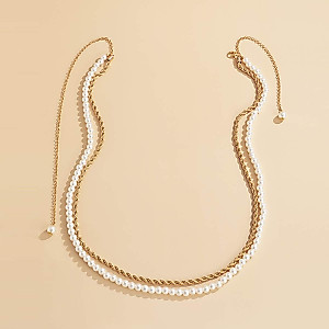 Rumtock Pearl Beaded Double Layered Gold Waist Chain for Women Belt Chain for Dress Decoration
