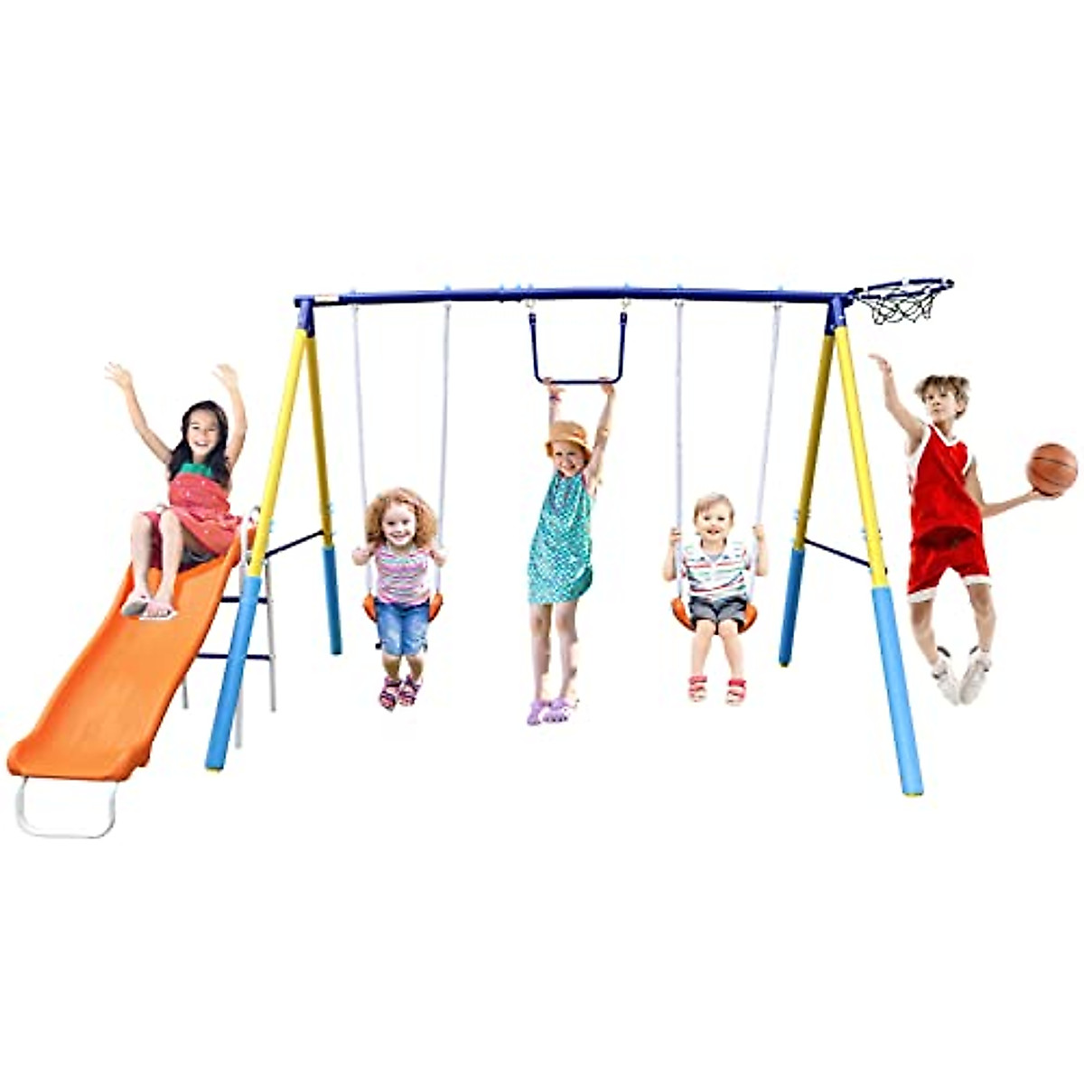 SMkidsport Swing Set 5 in 1 Playground Set for Kids Outdoor Backyard