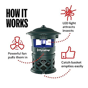 DynaTrap DT1130-GRSR 1/2 Acre Mosquito & Flying Insect Outdoor Trap and Killer – Kills Mosquitoes, Flies, Wasps, Gnats, & Other Flying Insects - Bug Zapper Alternative – Green