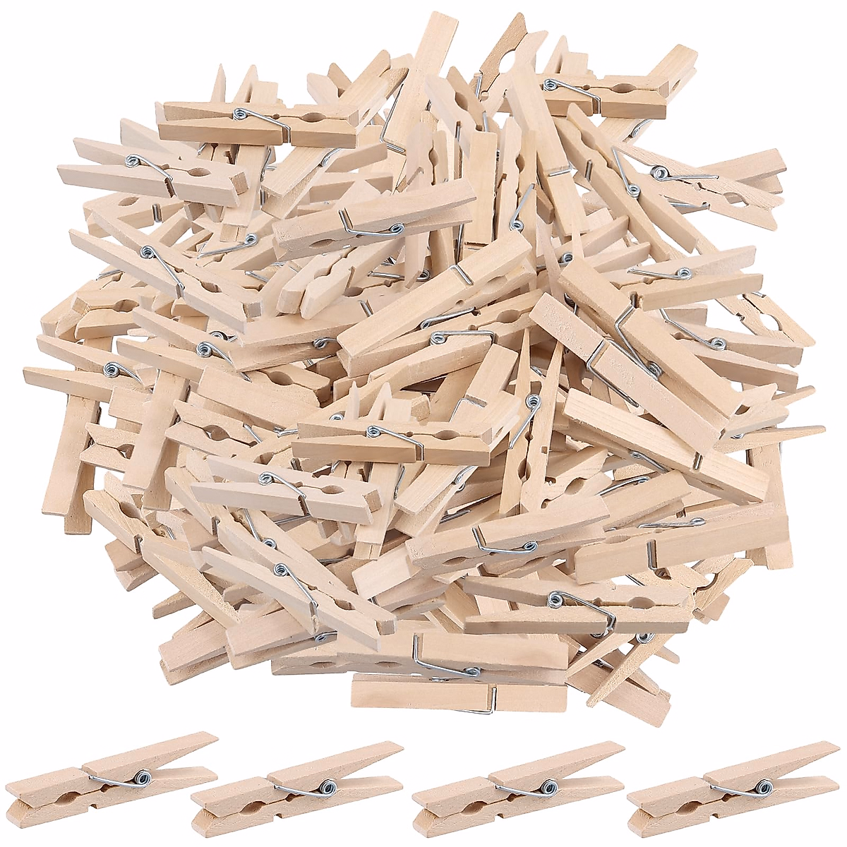 MANCHAP 300pcs 2.83 Inch Wooden Clothespins, Wood Laundry Clips, Wooden Close Pegs Clothes Pins for Crafts, Hanging Photos