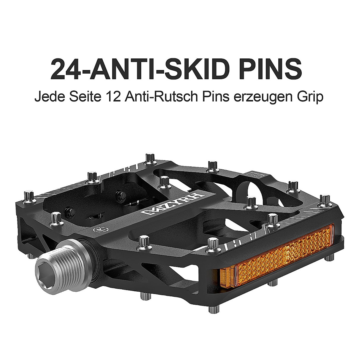 MZYRH Mountain Bike Pedals MTB Pedals,9/16" Non-Slip Lightweight Aluminum Alloy Bicycle Pedals for Road Mountain BMX MTB (Black)