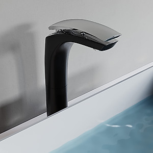 Dowell Modern Tall Vessel Sink Faucet - Single Handle, One Hole Bathroom Vanity Faucet,Chrome/Black 8001 018 10