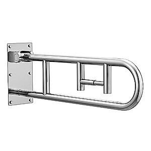Moen Stainless Safety 30-Inch Flip-Up Bathroom Grab Bar with Integrated Toilet Paper Holder, Wall Mounted Support for Handicapped or Elderly, R8962FD