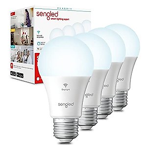 Sengled Alexa Light Bulb, WiFi Bulbs, Smart Bulbs, Smart Bulbs That Work with Alexa and Google Assistant, A19 Daylight (5000K) No Hub Required, 800LM 60W High CRI>90 Equivalent, 4 Pack