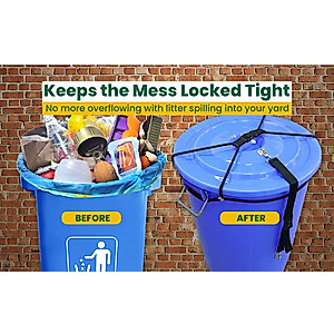 Trash Can Lid Lock - Make a Dog Proof Trash can with Our Garbage Can Lock for Wildlife, Pet & Critter Proof Locking Trash Can - Easy Install Trash Can Lock for Outdoor Garbage Can 40-60 Gallon Bin