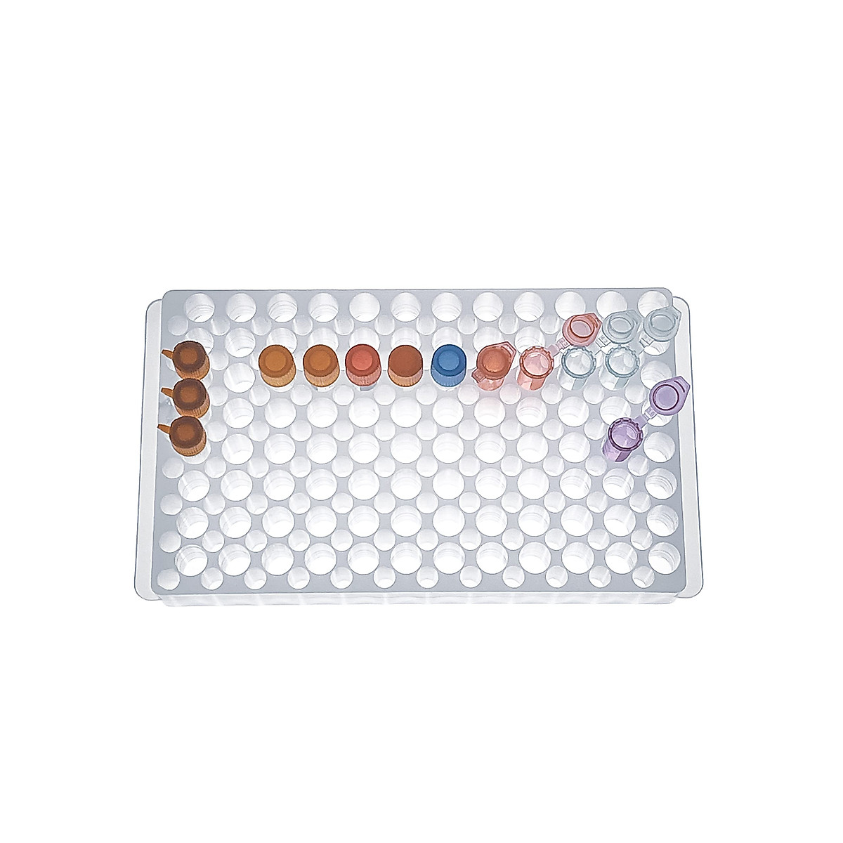 Vial Rack Tube Rack Double Panel 96 Positions for Microcentrifuge Tubes 0.2-1.5ml (White)