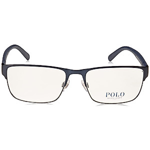 Polo Ralph Lauren Men's PH1175 Rectangular Prescription Eyewear Frames, Matte Navy Blue/Demo Lens, 56 mm