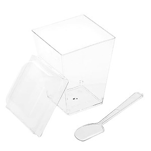 Healeved 20 Sets dessert cup wedding favors jars dessert tumbler cups parfait cups with lids mousse cup clear container with lid appetizer bowls appetizer cup square cube cup jelly cake cup