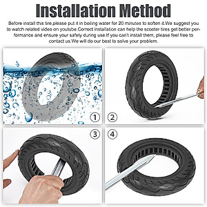 Cooryda 10x2.125 Solid Tire,10 inch Solid Rubber Tires 10x2.125 Solid Electric Scooter Tire Tubeless Front or Rear Replacement Solid Rubber Wheels for Electric Scooter 2pc Black