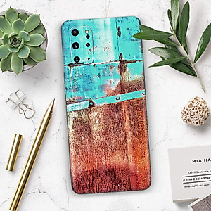 DesignSkinz Bright Turquise Rusted Surface Protective Vinyl Decal Wrap Skin Cover Compatible with The Samsung Galaxy S20 (Screen Trim & Back Glass Skin)