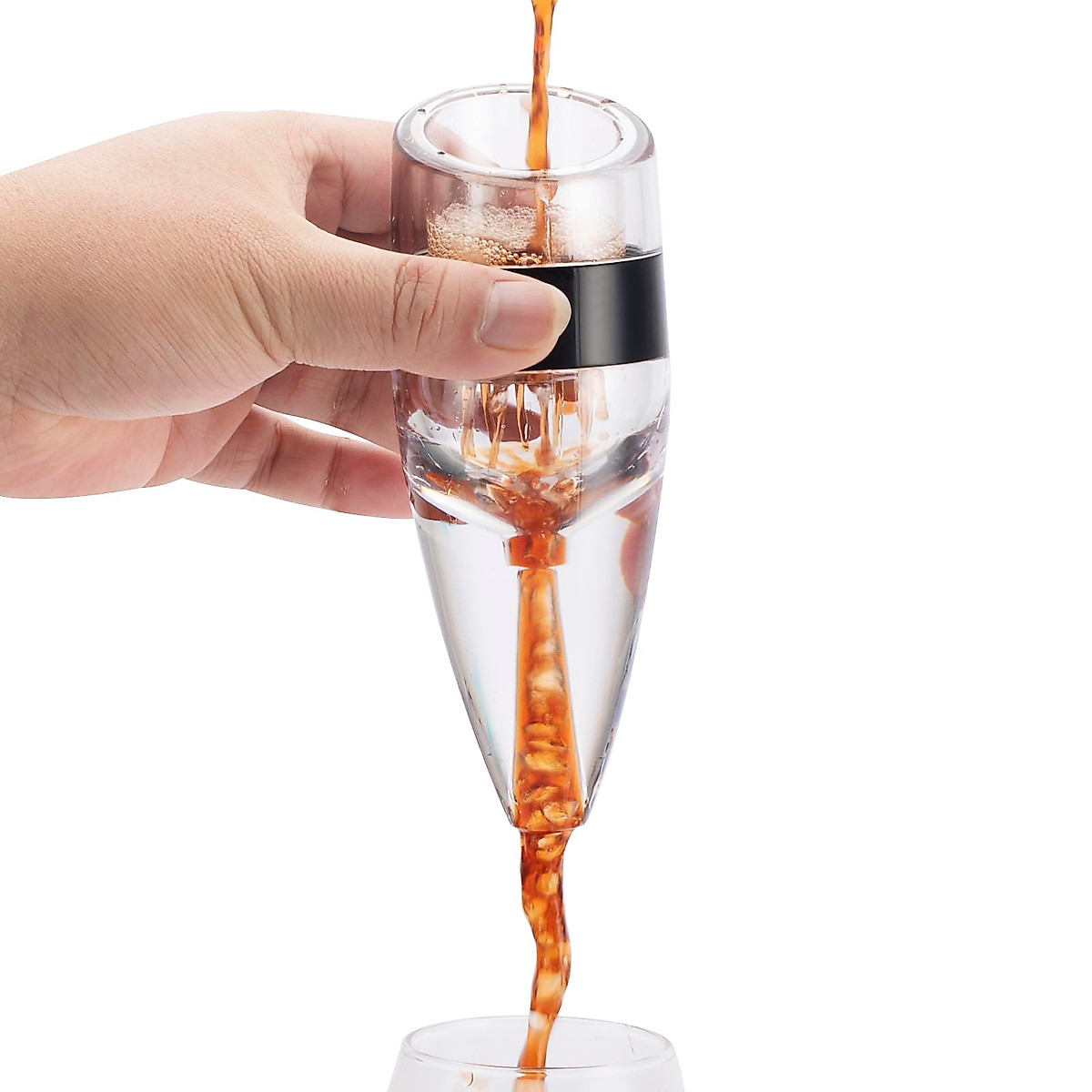 D&Slifei Wine Aerator Pourer and Decanter with Unique Aeration Device Enhances Flavors Wine with Smoother Finish, Best Gift for Wine Lovers and Sommeliers - Black