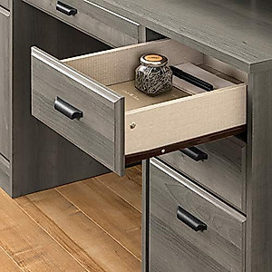 South Shore Versa Computer Office Desk with Power Bar, Gray Maple