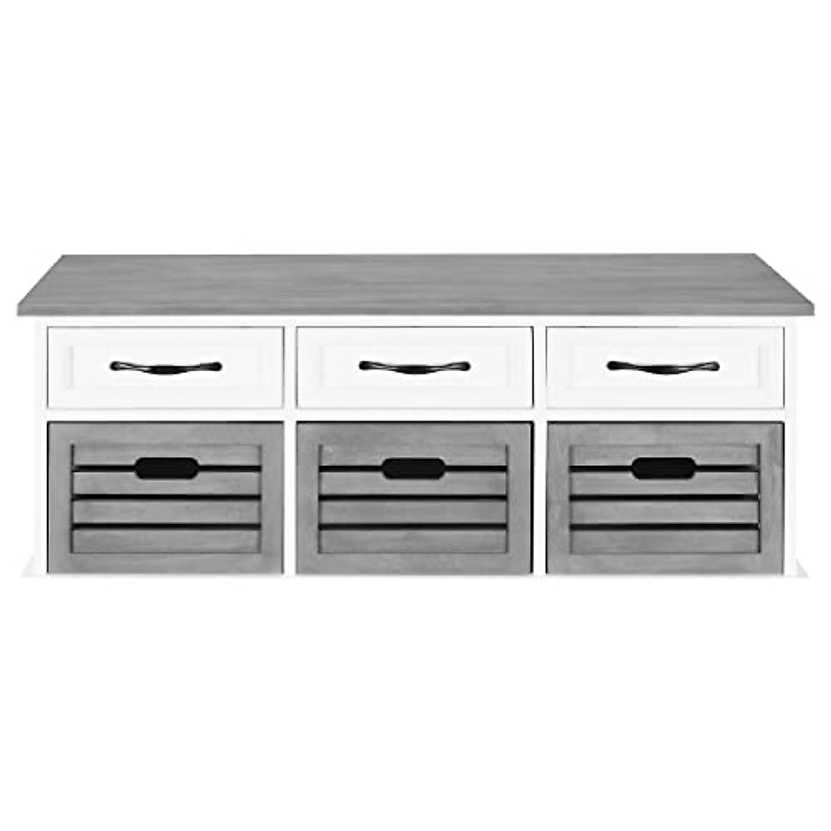 Coaster Home Furnishings Alma 3-Drawer Storage Bench White and Weathered Grey