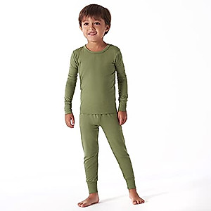 Gerber Unisex Baby Toddler Buttery Soft 2-Piece Snug Fit Pajamas with Viscose Made from Eucalyptus, Olive, 3T