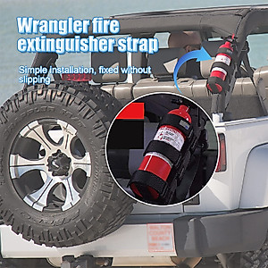 Miytsya 1 PC Fire-Extinguisher Holder Adjustable Roll Bar, Jeep Wrangler Roll Bar Fire Extinguisher Strap, American Flag Pattern, Universal for Jeep Wrangler 1965-2022 JK JKU TJ CJ Gladiator (Black)