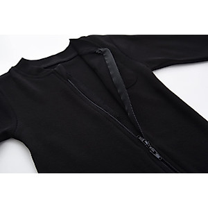 HahaNice Baby 2 Way Zipper Girls Boys 100% Cotton Footed Sleep and Play with Mitten Cuffs Black&Red 3 Months