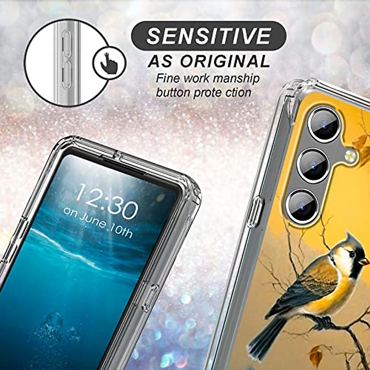 BPQOJB Galaxy A13 5G Case for Samsung A13 5G Clear Case Dual Layer Transparent Soft TPU Hard PC Shock Proof Cover with Wild Birds Pattern Designed Phone Case for Samsung Galaxy A13 5G 6.5" 2022