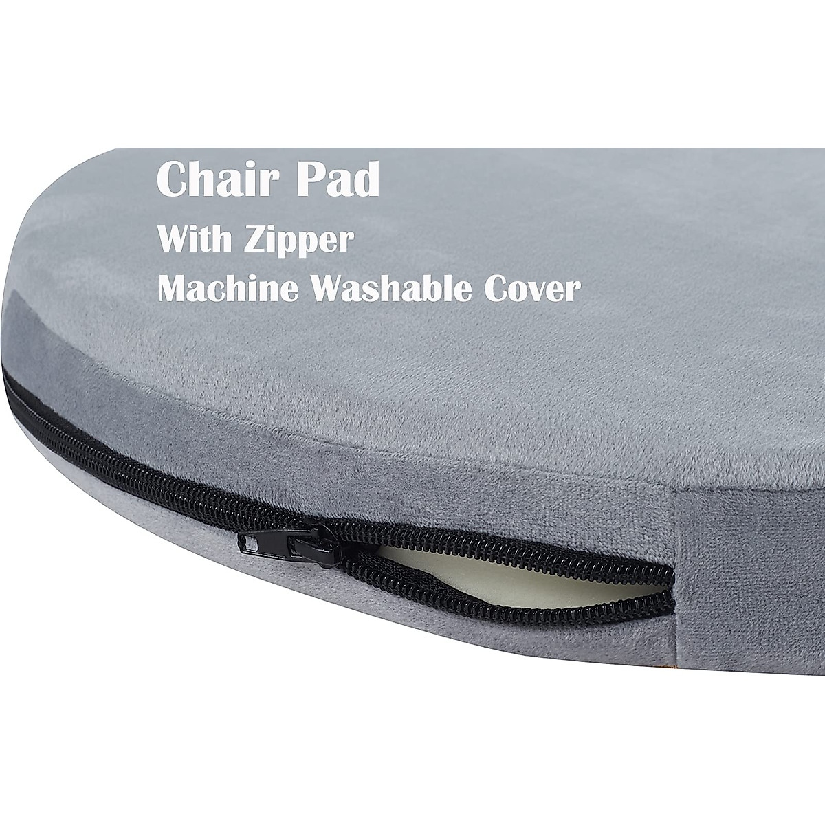 Big Hippo Chair Pads Round Memory Foam Seat Cushion Non Slip Rubber Back Thicken Seat Cushion Soft Chair Cushion for Home Office Gray (16" X 16")