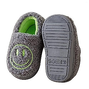 Smile Face Slippers for Kids Fuzzy Warm Happy Face House Slippers Toddler Soft Plush Retro Smile Slipper Anti-Slip Winter Cute Cartoon Shoes for Boys Girls