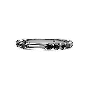 Round Black Diamond 1/2 ctw Women Wedding Band Stackable 14K White Gold-5.0