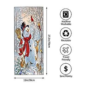 Groamaup Winter Birds Snowman Christmas Snow Soft Hand Towels Bath Fingertip Towel Decorative Multipurpose for Home Kitchen Swim Spa 12 X 27.5 Inches