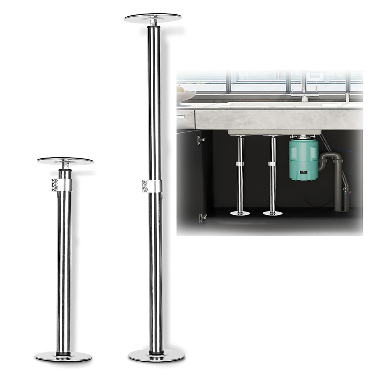 Undermount Sink Bracket for Kitchen,Adjustable Stainless Steel Undermount Sink Support,Sink Support Undermount Kit,Sink Repair Kit for Kitchen and Bathroom,Sink Support Legs（16 "To 27.08"）