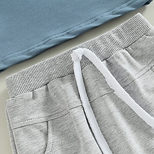 2Pcs Toddler Baby Boy Summer Clothes Letter T Shirt Casual Shorts Set Blue 12-18 Months