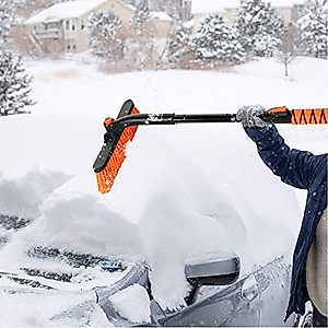Aoryoa 44" Ice Scraper and Extendable Snow Brush, Ice Scraper for Car Windshield Detachable Snow Removal Tool with 360°Pivoting Brush Head Ergonomic Foam Grip Telescoping Brush for Cars Trucks SUVs