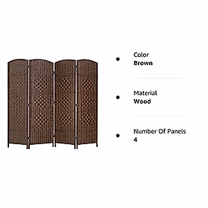 Room Divider Folding Privacy Divider 6 Ft Indoor Wall Divider Portable Partition Wood Screen, Brown (4 Panel)