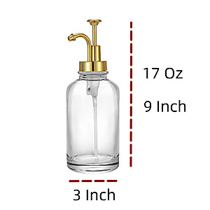 Coffee Syrup Dispenser for Coffee Bar Accessories, Coffee Pump Dispenser, Glass Syrup Bottle Pump, Maple/Coffee Syrup Bottles,18Pcs Coffee Syrup Labels, 17 oz 500 ml, 2 PCS Soap Dispenser Home Decor