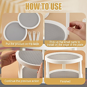 4 Pcs 2 Tier Non Skid Lazy Susan Turntable 10 inch Cabinet Organizer Plastic Lazy Susan Organizer Rotating Spice Rack Pantry Lazy Susan Organization and Storage for Kitchen Spices Condiments Fridge