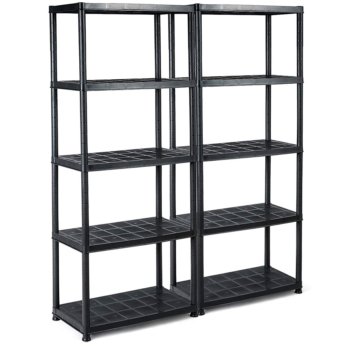 Giantex 2 Pieces 5-Tier Ventilated Shelving Storage Rack, Free Standing Multi-Use Shelf Unit, No Tools Required, 36”L X 18”W X 73”H