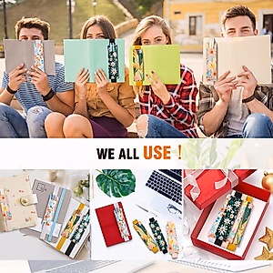 GNUEYART 4 Colorful Elastic Band Faux Leather Pen Holder Gifts, 4 Beautiful Designs, 6.3 x 1.77 inches, detachable pen holder for notebook (flower)