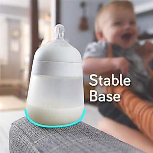 Nanobébé Flexy Silicone Baby Bottle, Anti-Colic, Natural Feel, Non-Collapsing Nipple, Non-Tip Stable Base, Easy to Clean, 3-Pack, Pink, 9oz