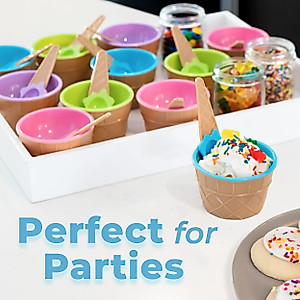 Greenco Ice Cream Bowls and Spoons Set of 12 | Vibrant Colors Ice Cream Bowls Set | Ice Cream Sundae Kit for Summer Holiday Parties | Ice Cream Sundae Bowls for Kids | Ice Cream Bowl Gift Set