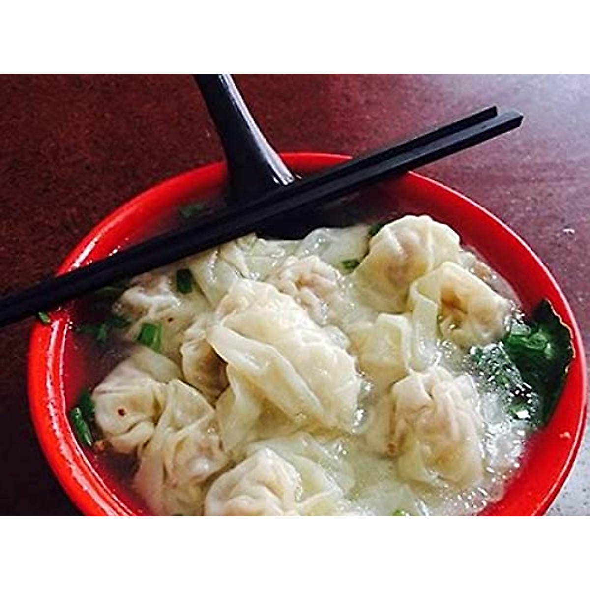 JapanBargain 2384x4, Set of 4 Asian Japanese Chinese Wonton Soba Rice Pho Ramen Noodle Soup Spoons, Black/Red